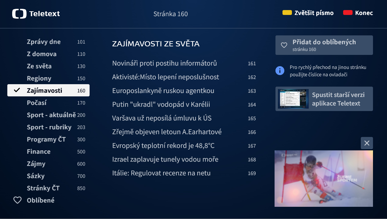 Teletext stále žije: ČT spustila novou verzi hybridní aplikace Teletext ...